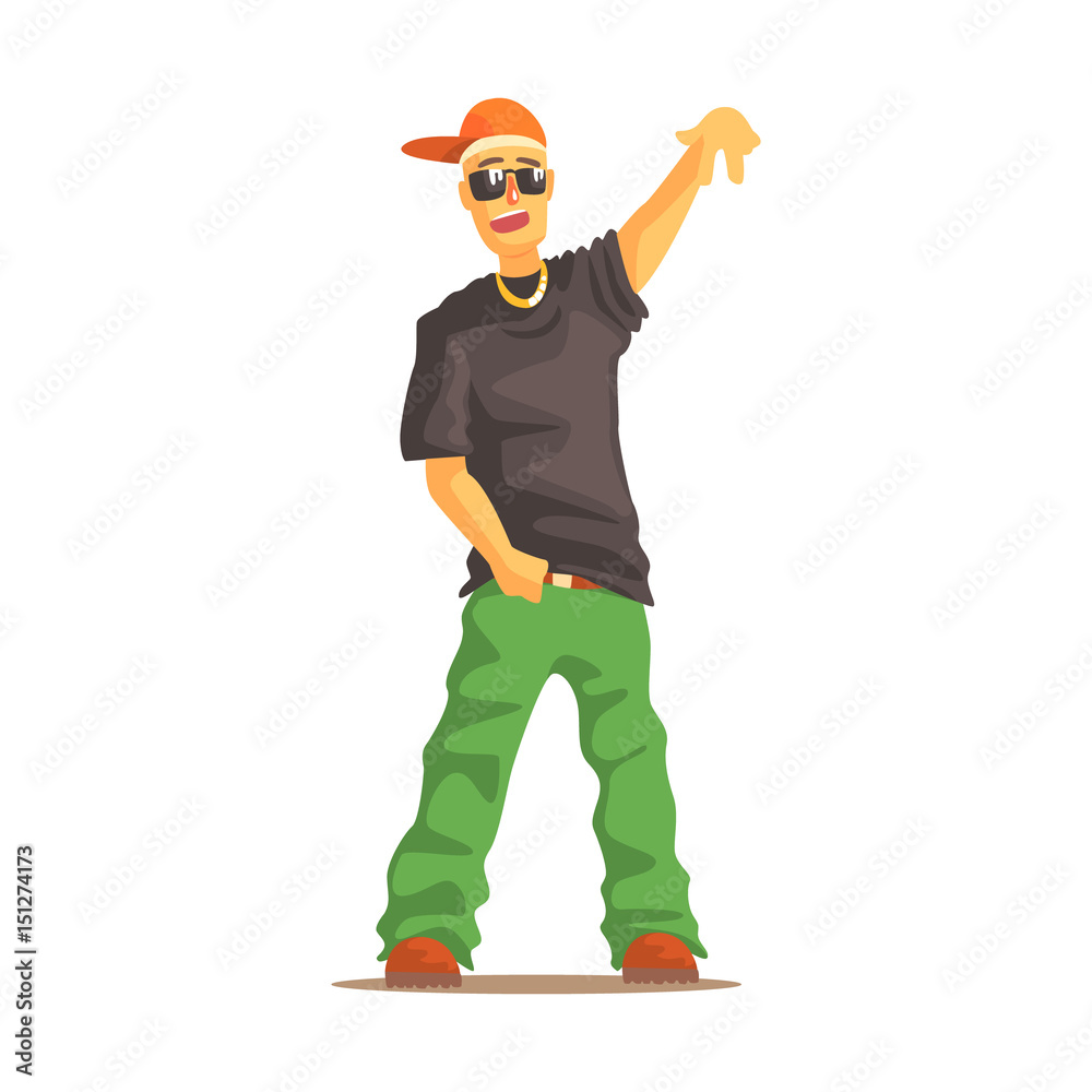 Rapper man dressed in rappers style clothing, colorful character vector ...