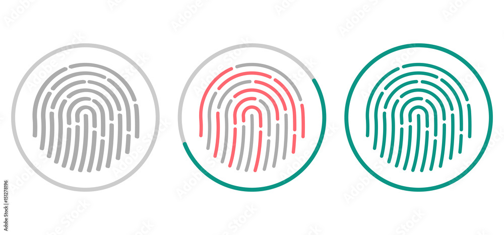 Fingerprint scanning icons isolated on white background. Biometric authorization symbol. Vector ...