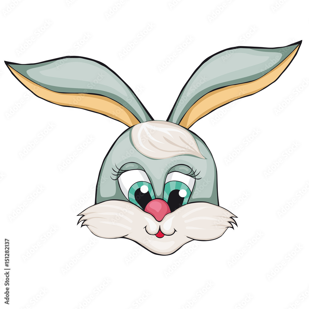Head of a hare. Cartoon style. Isolated image on white background. Clip ...