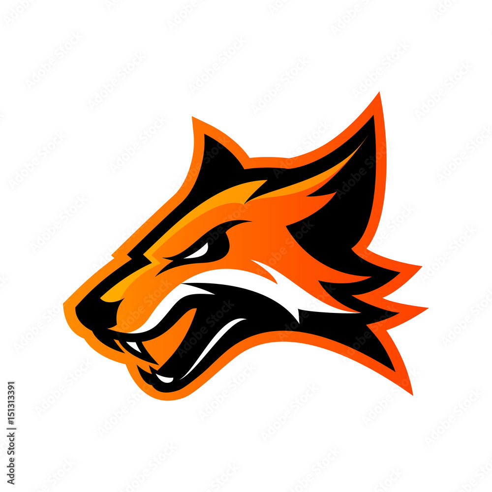 Furious fox sport club vector logo concept isolated on white background ...