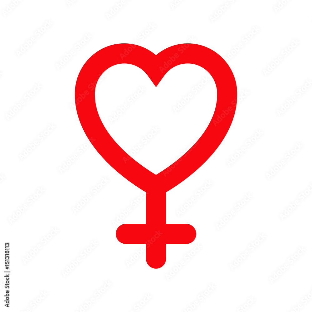 Icono plano corazon simbolo femenino rojo Stock Vector | Adobe Stock