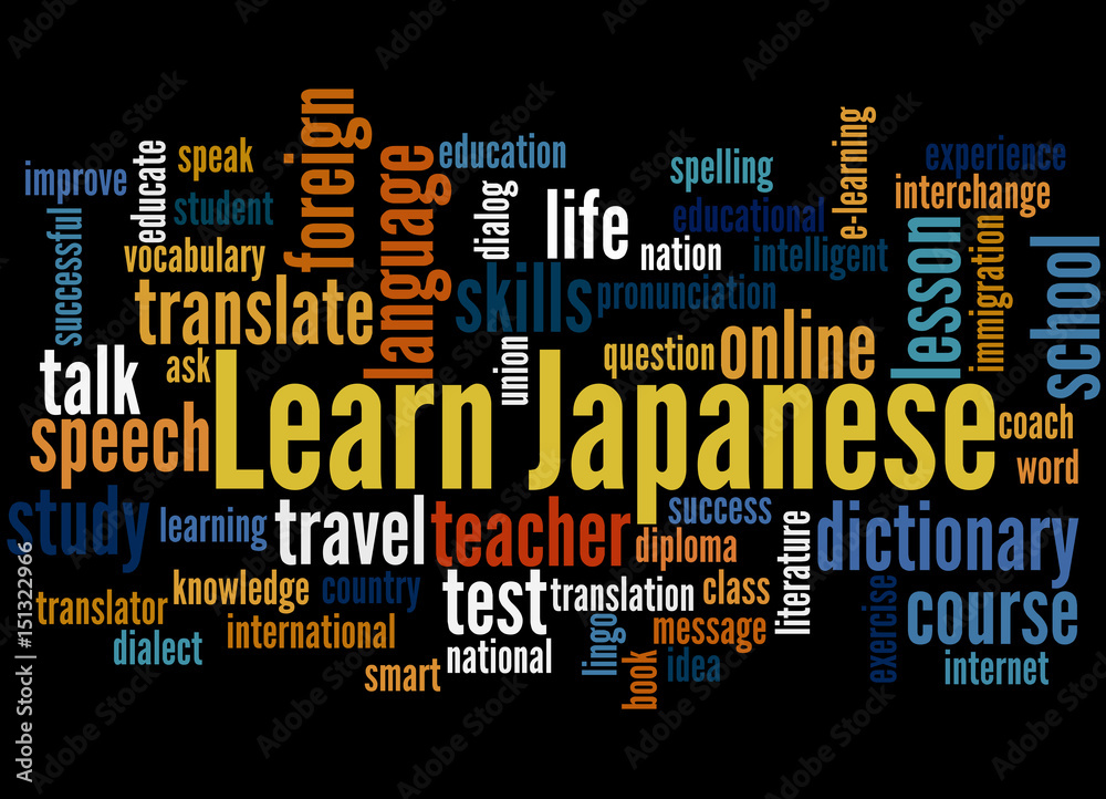 Learn Japanese, word cloud concept 4 Stock Illustration | Adobe Stock