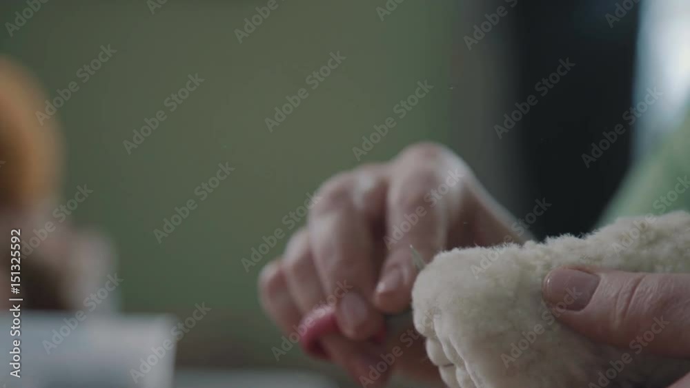 Stockvideon Teddy bear: the process of creation. .Details and elements ...