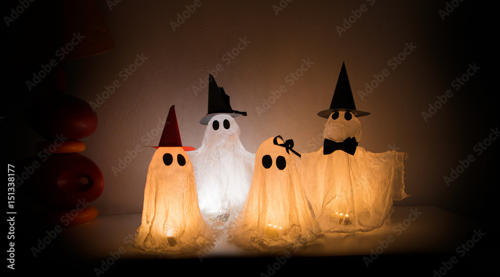 Pretty Halloween Ghosts. With Lighting Inside. Ghost Family (Mother ...