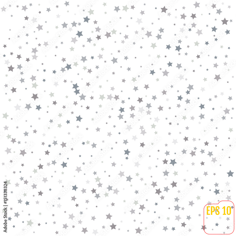 Silver glitter falling stars. Silver sparkle star on white background ...