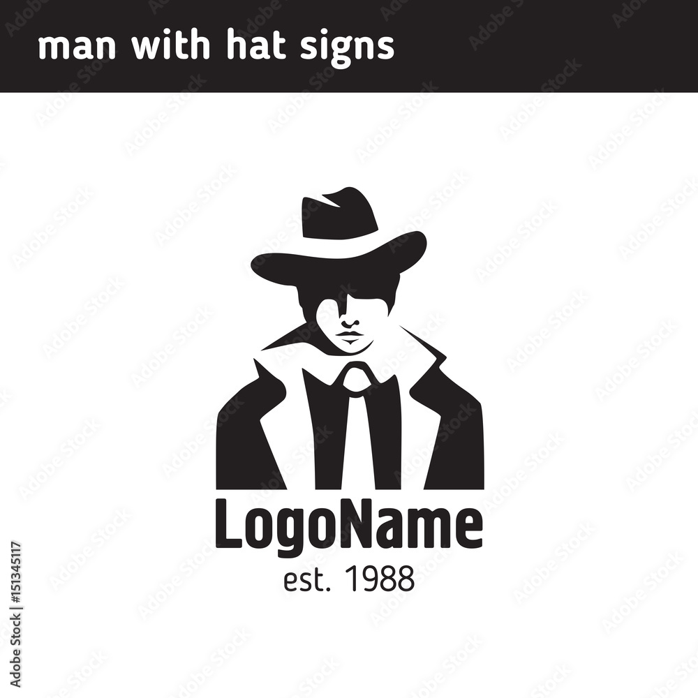 logo man in a hat Stock Vector | Adobe Stock