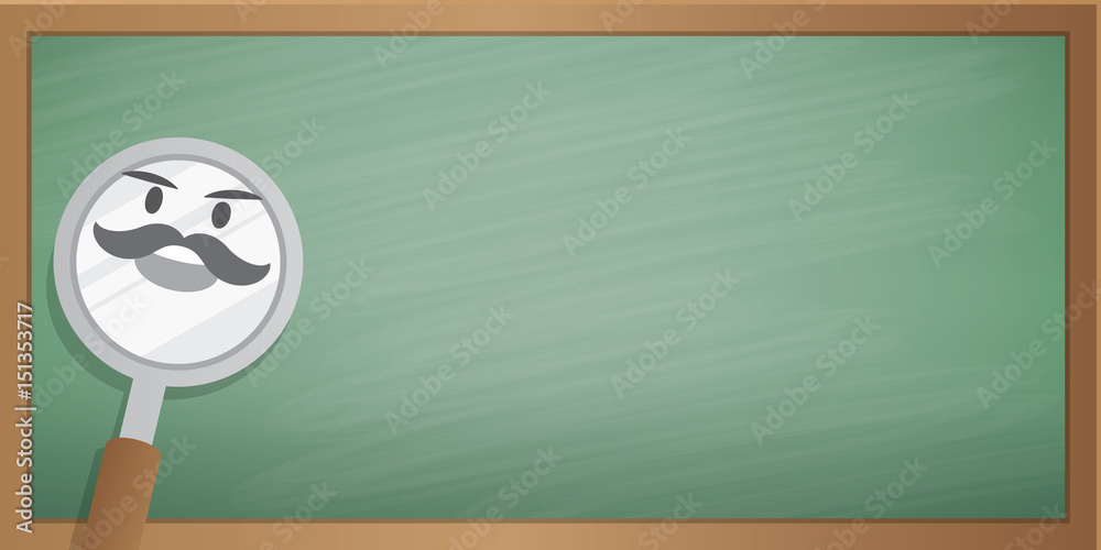 Magnifying glass character cartoon design and green board frame ...