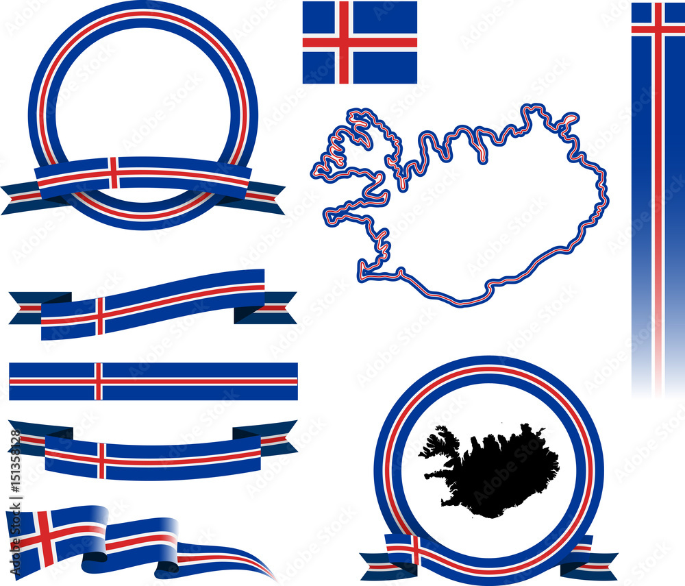 Iceland Banner Set. Vector graphic banners and ribbons of Iceland ...