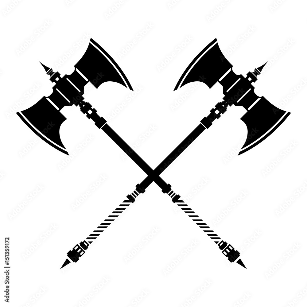 Crossed Axes Icon. Vector illustration of an ancient crossed Axe ...