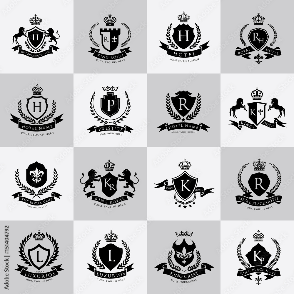 Luxury logo set, Hotel logo collection, king royal brand identity ...