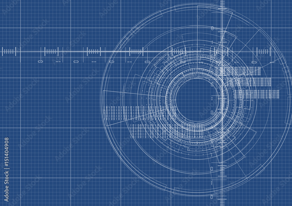 Technological blueprint digital interface background vector Stock ...