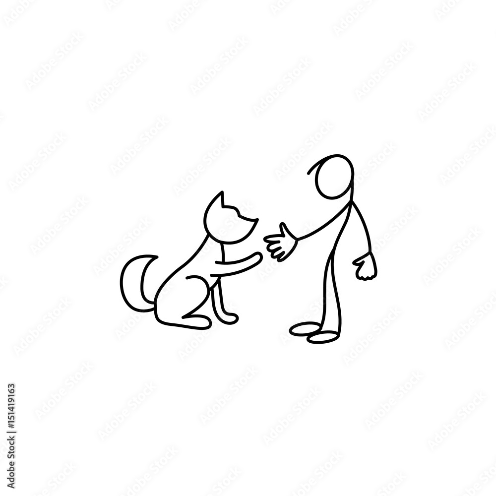 Man and pet stick figure vector Stock Vector | Adobe Stock