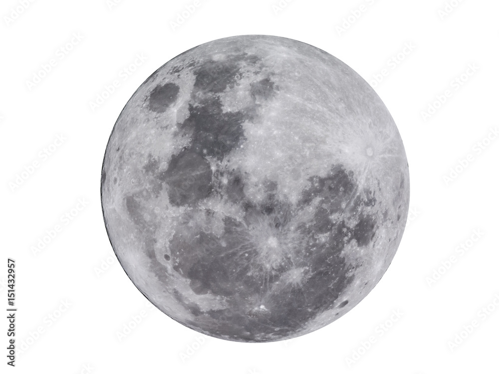 Super full moon on white background Stock Photo | Adobe Stock
