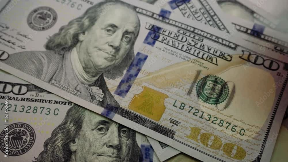 counting brand new 100 dollar bills close-up. New barkoskie U.S ...