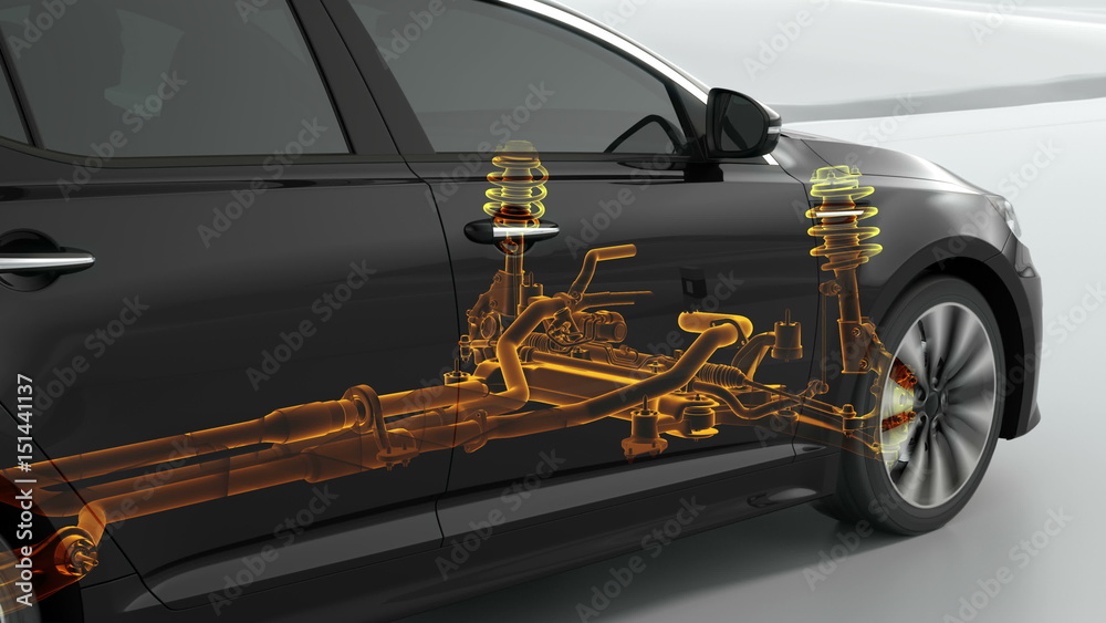 City car structure overview during driving. 4k Stock Illustration ...