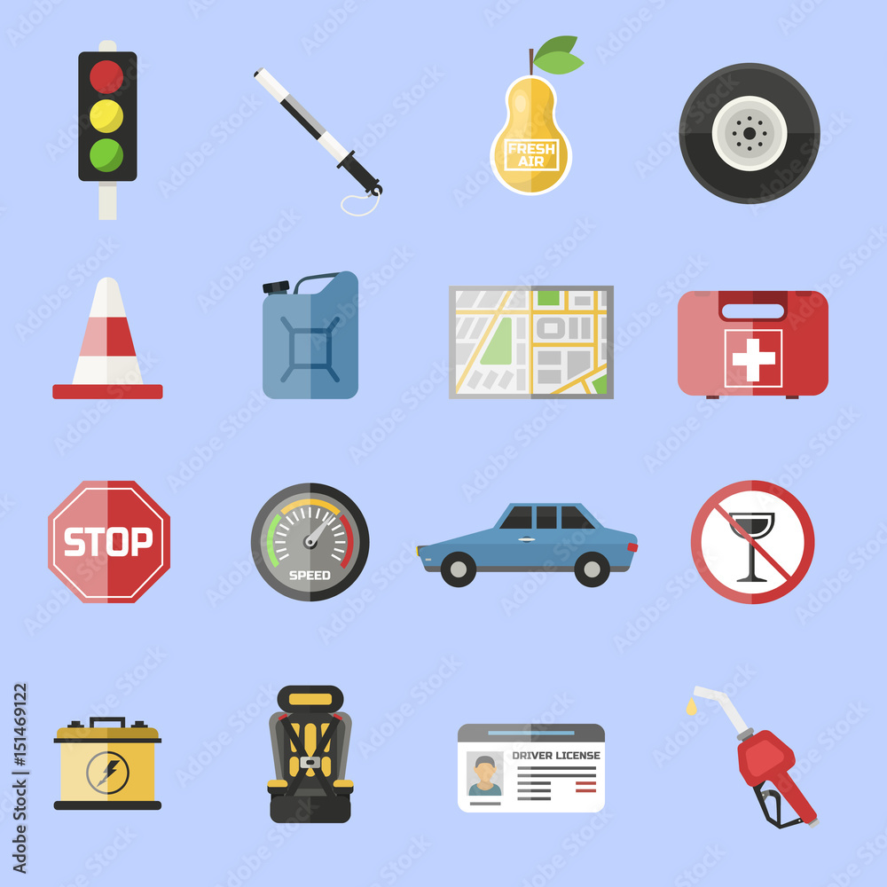 Auto transport motorist icons symbol vehicle equipment service car ...