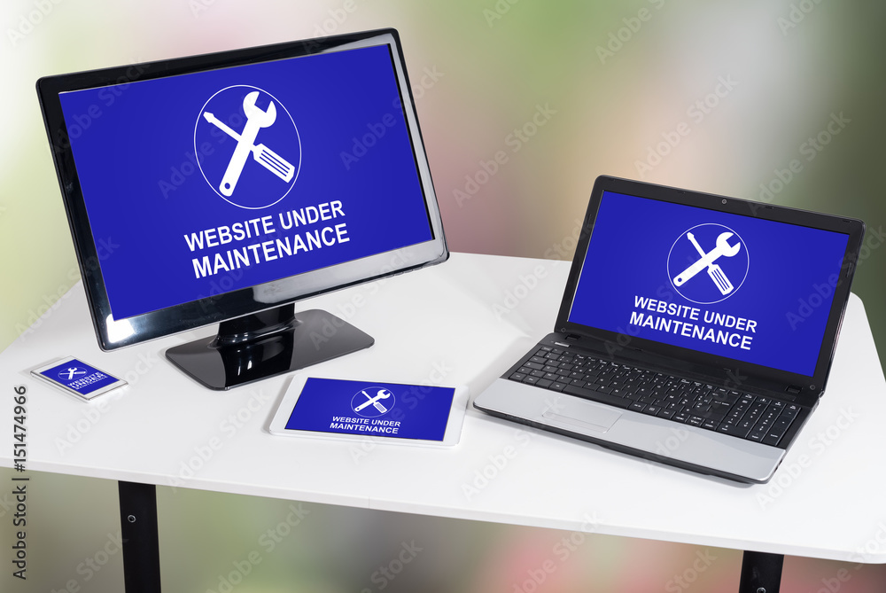 Website maintenance concept on different devices Stock Photo | Adobe Stock