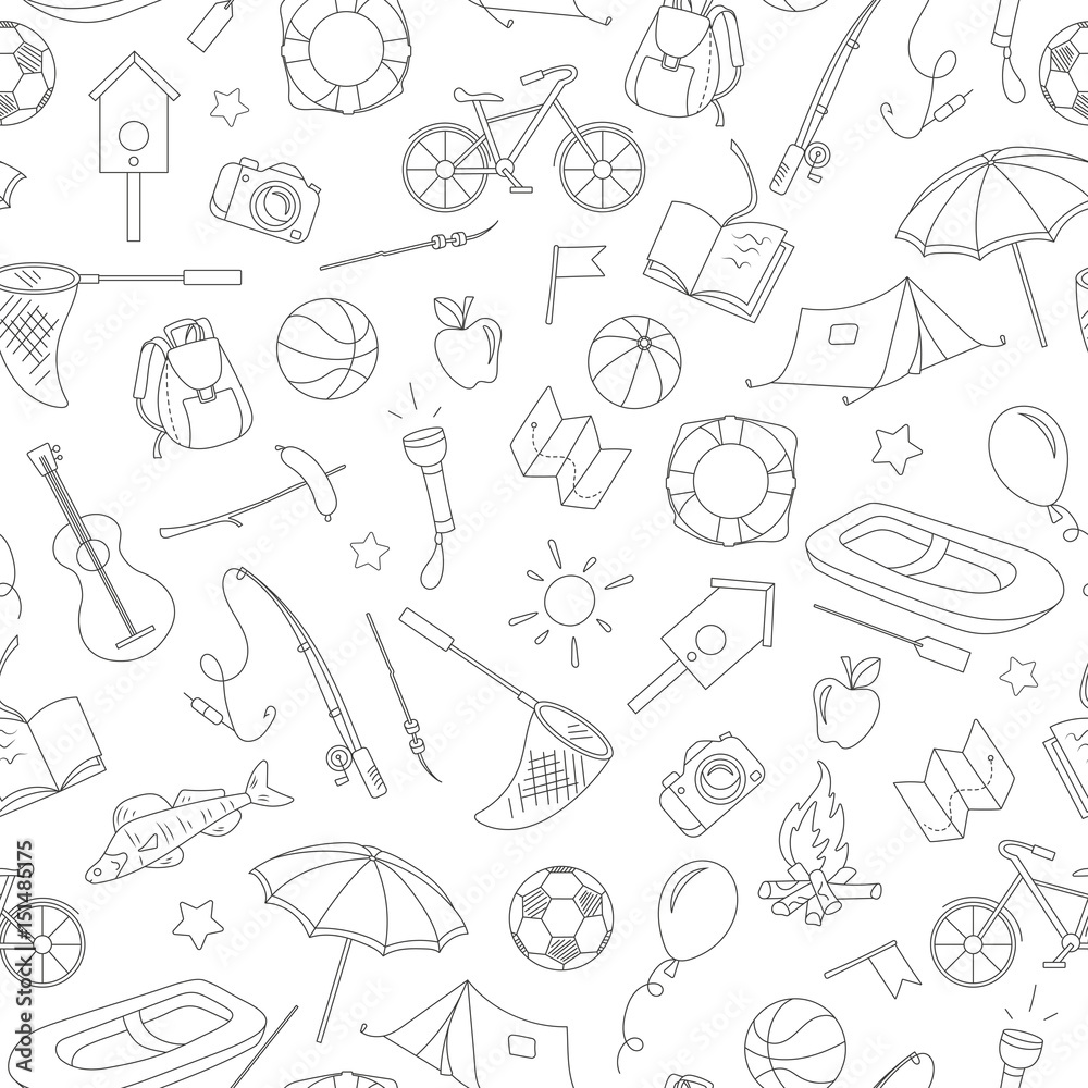 Summer Camp Pattern Drawing