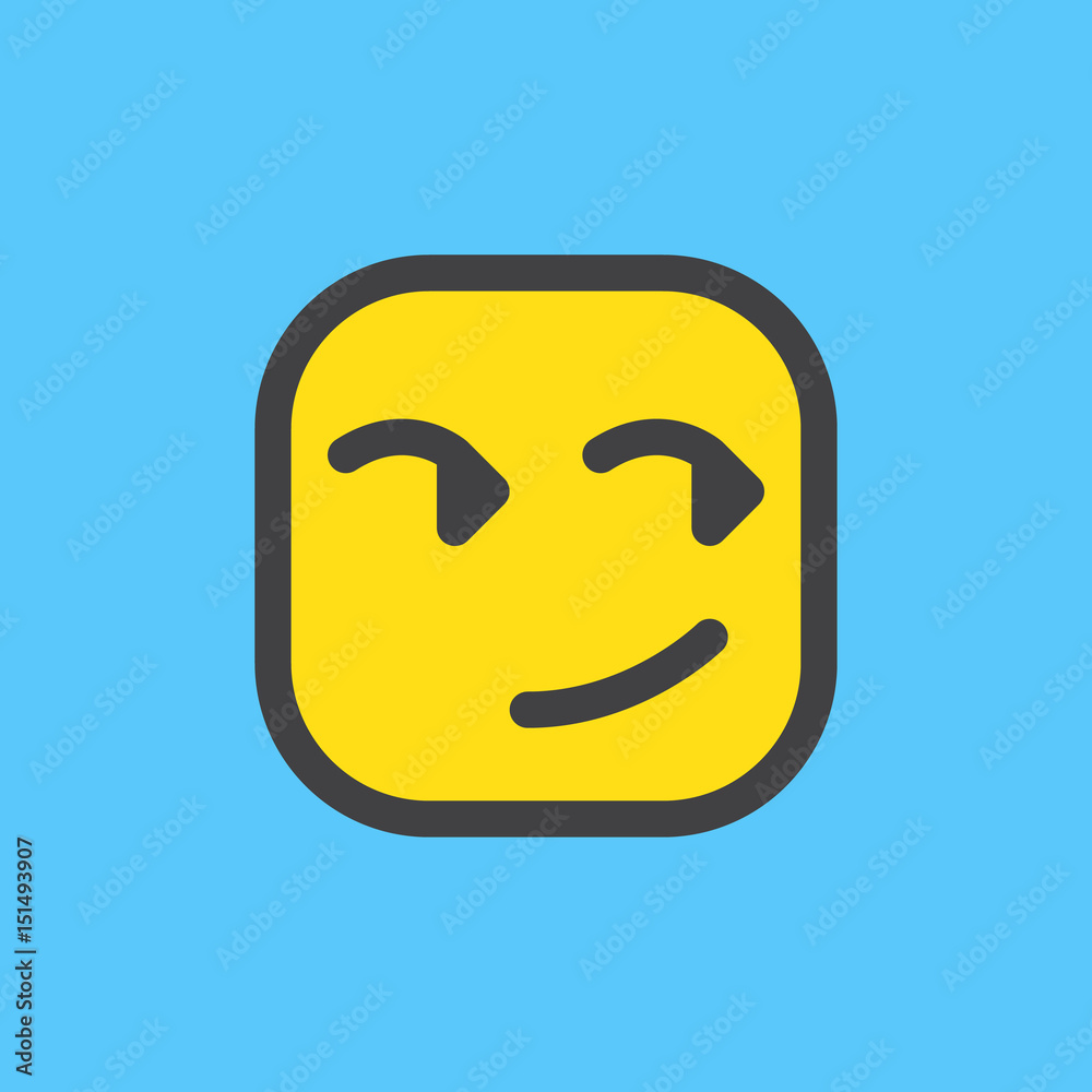 Smirking Face, Suggestive Smile emoji. Filled outline icon, colorful vector emoticon Stock ...