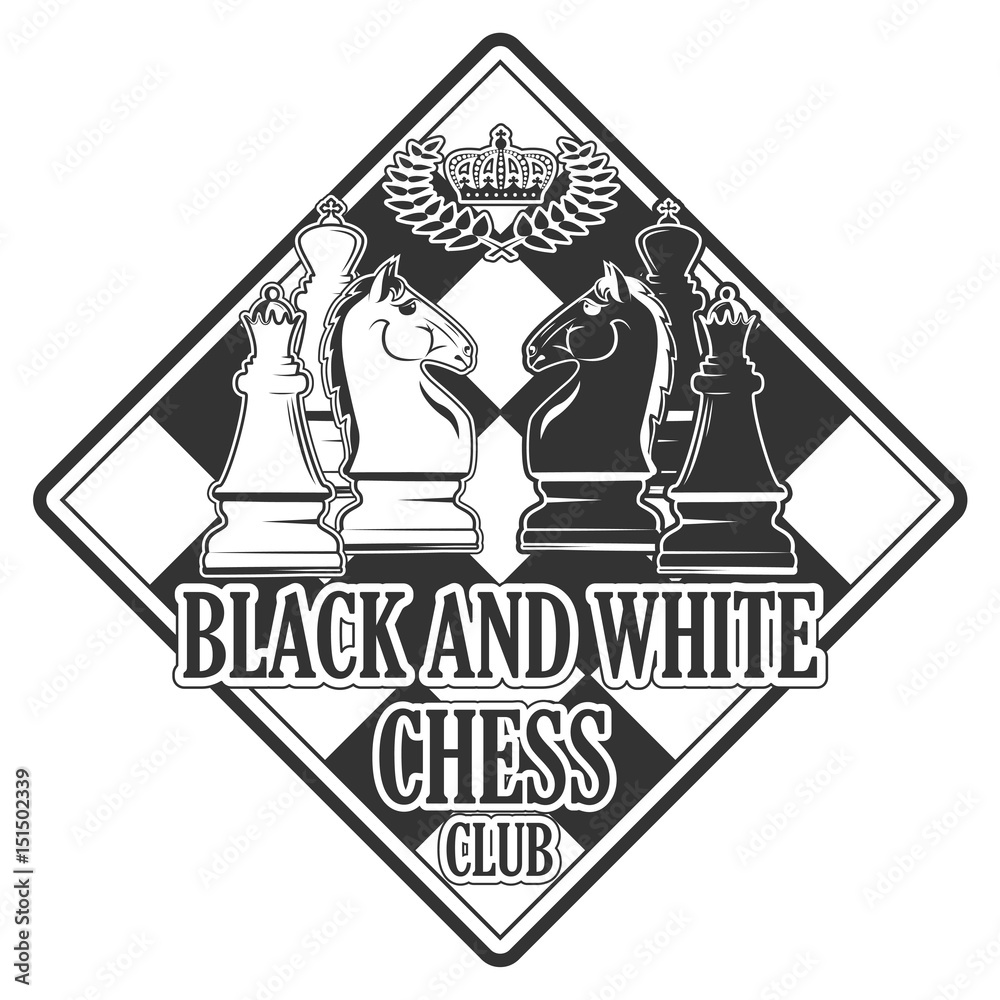 Vector black and white chess club logo for your design different types ...