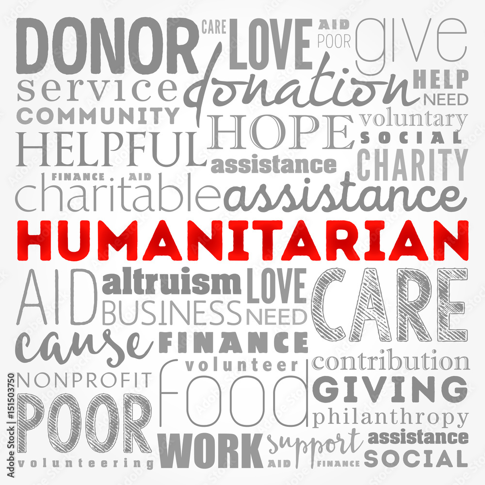Humanitarian word cloud collage, social concept background Stock Vector ...