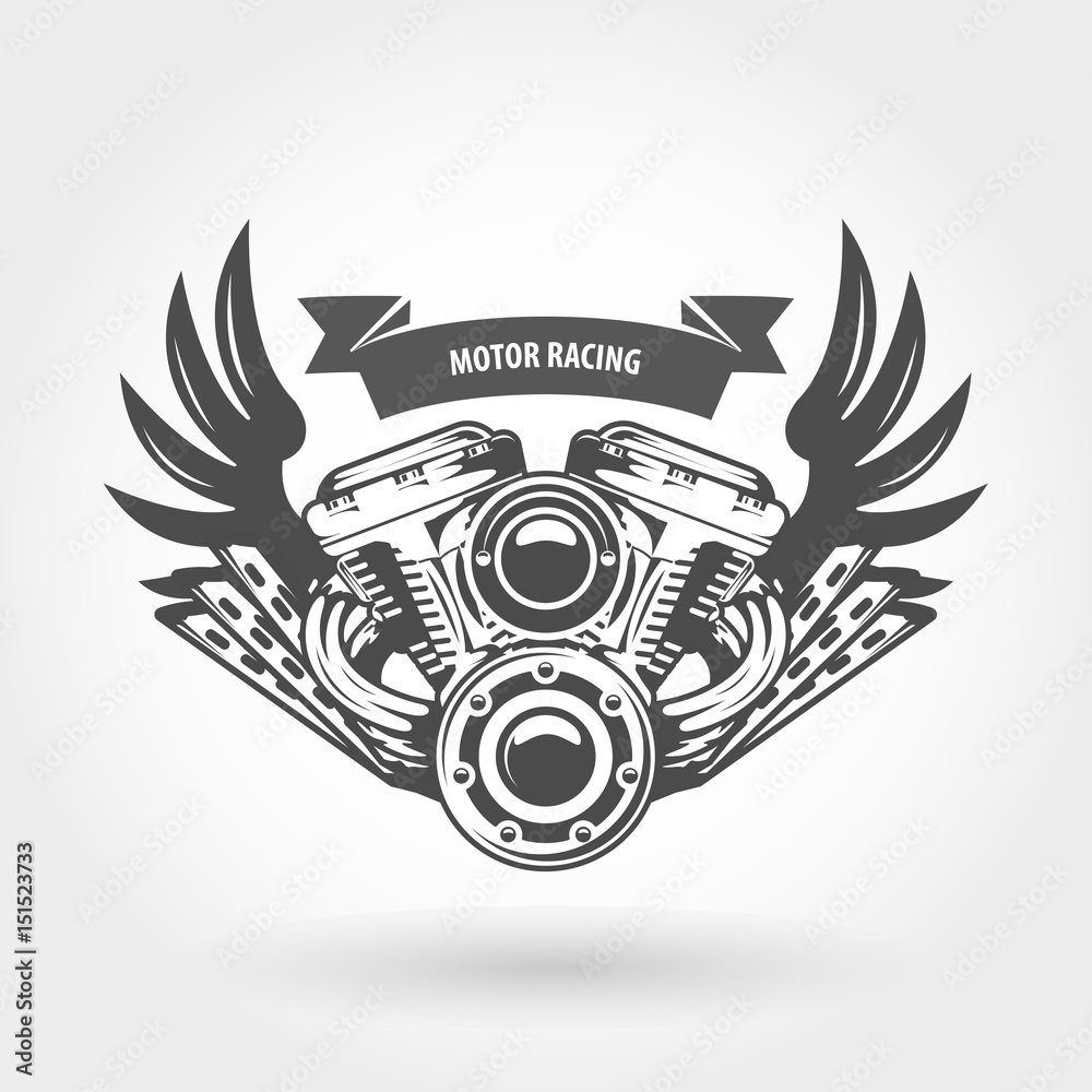 Winged motorcycle engine emblem - chopper bike motor Stock Vector ...