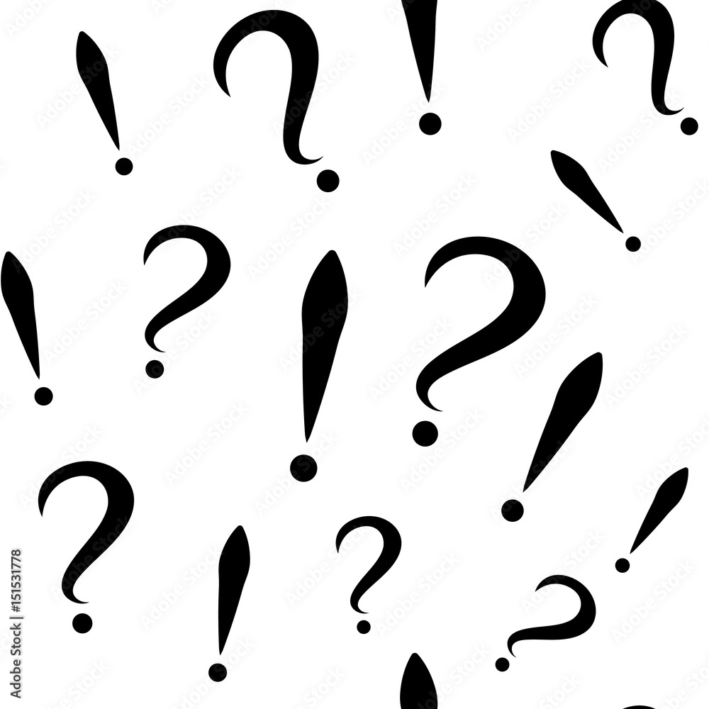 Seamless pattern with question and exclamation signs. Different sizes ...
