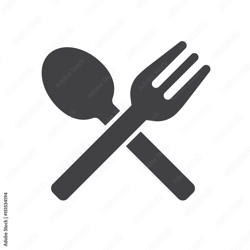Fork and spoon crossed icon vector, filled flat sign, solid pictogram ...