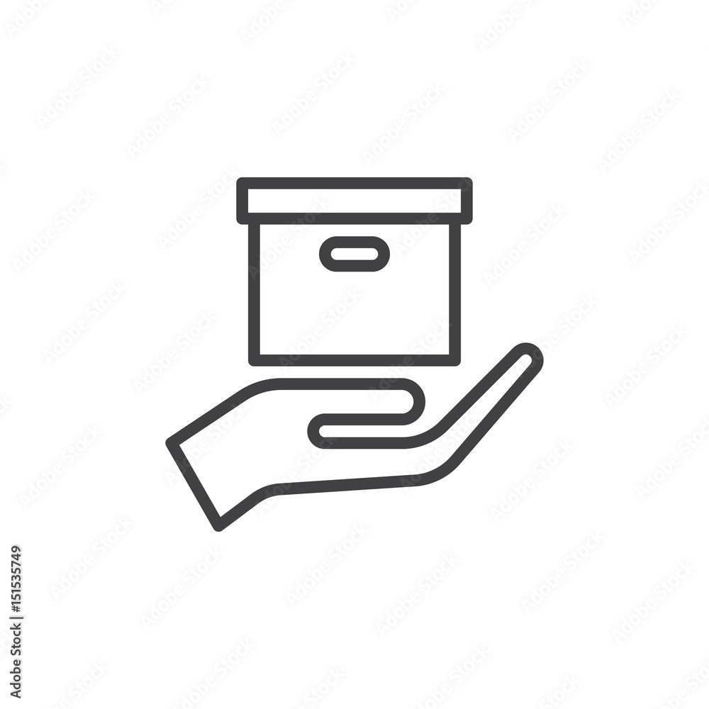 Hand holding parcel, Delivery service outline icon, line vector sign ...