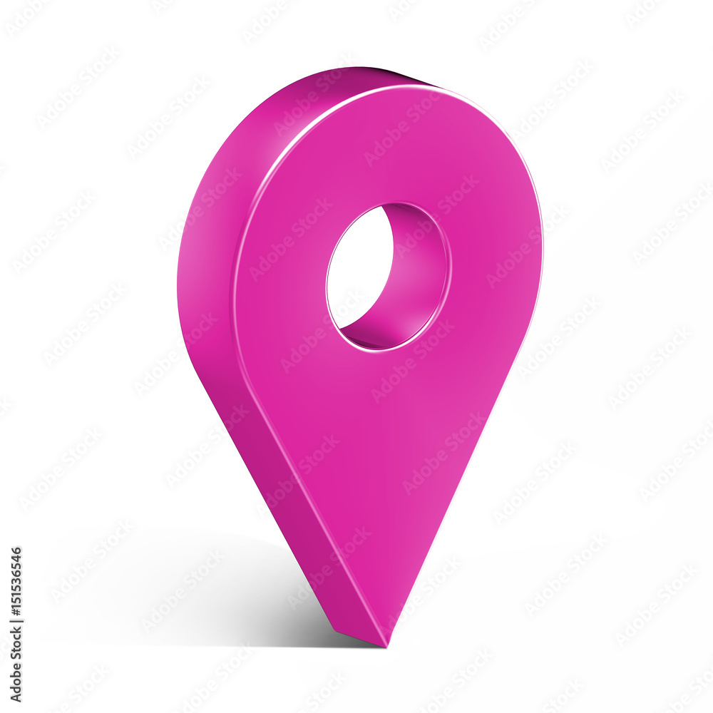 Pink glossy map pin with shadow. concept of tagging, center, landmark ...