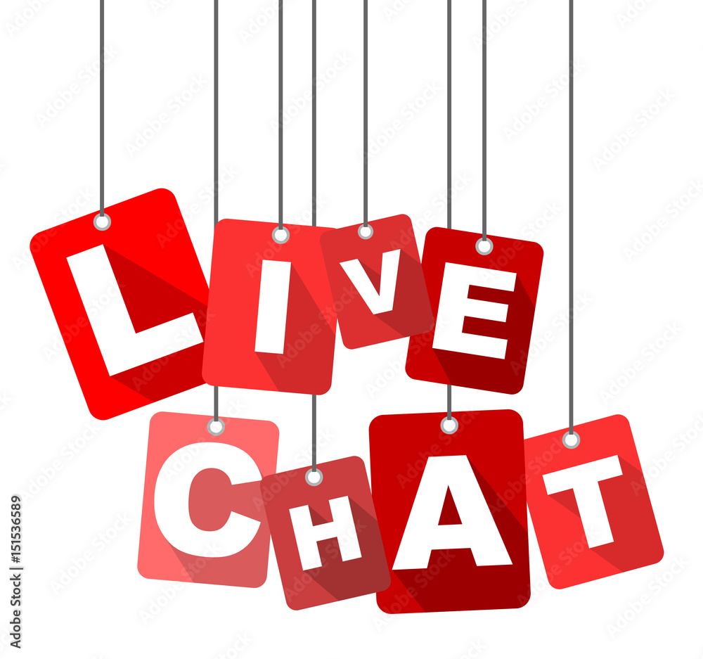 Red vector flat design background live chat. It is well adapted for web ...