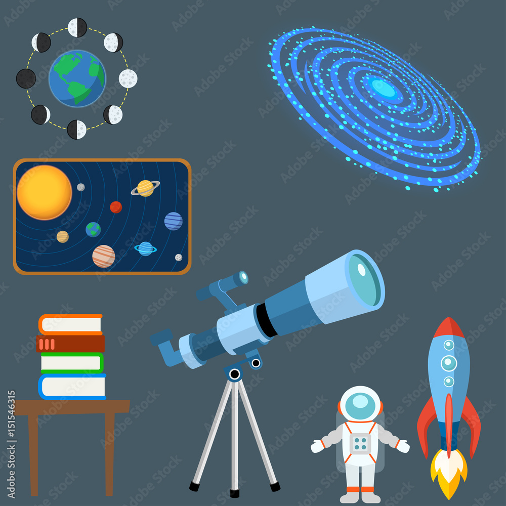 Astrology astronomy icons planet science universe space radar cosmos ...