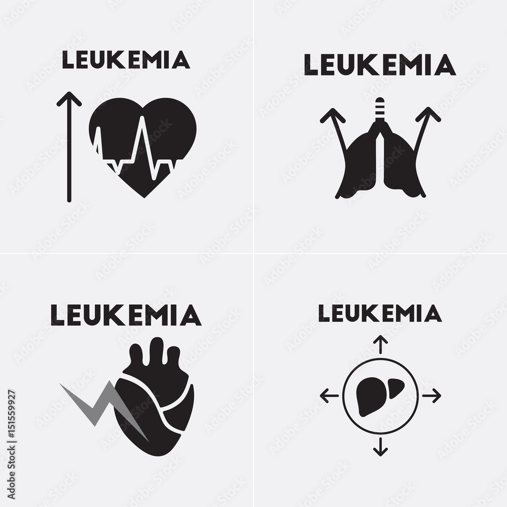 Vector icons collection various symptoms of leukemia on human organs ...