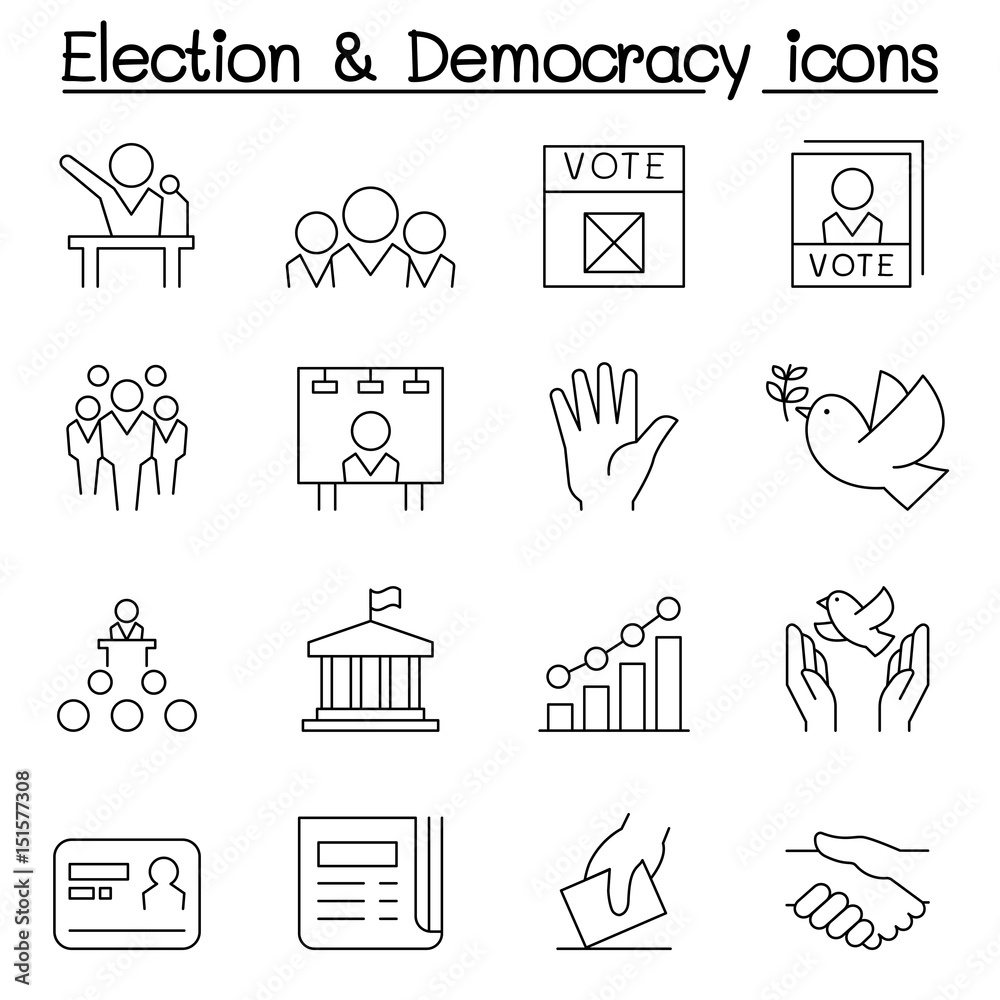 Election & Democracy icon set in thin line style Stock-Vektorgrafik ...