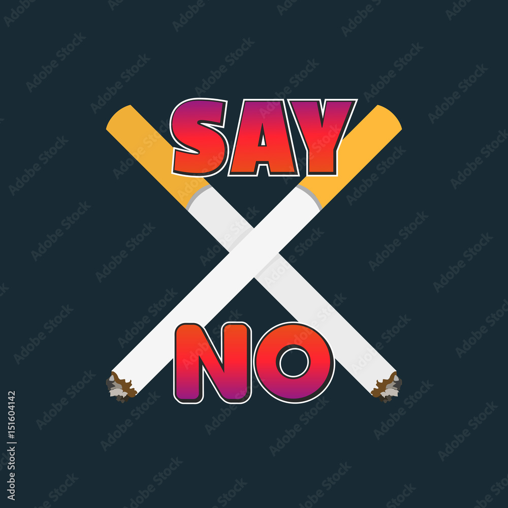 No tobacco day concept. Hand drawn retro style fancy letters. Slogan ...