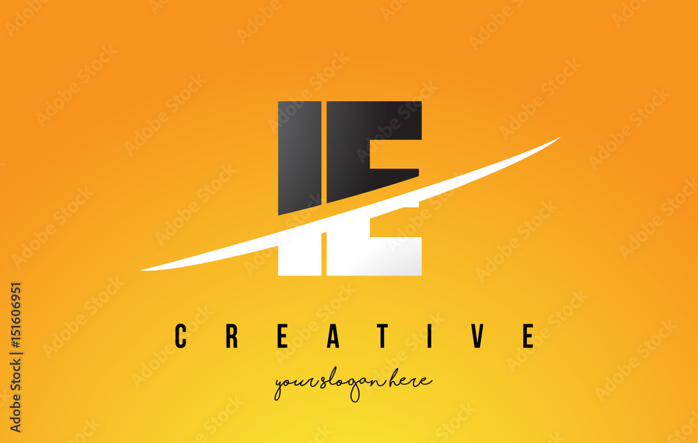 IE I E Letter Modern Logo Design with Yellow Background and Swoosh ...