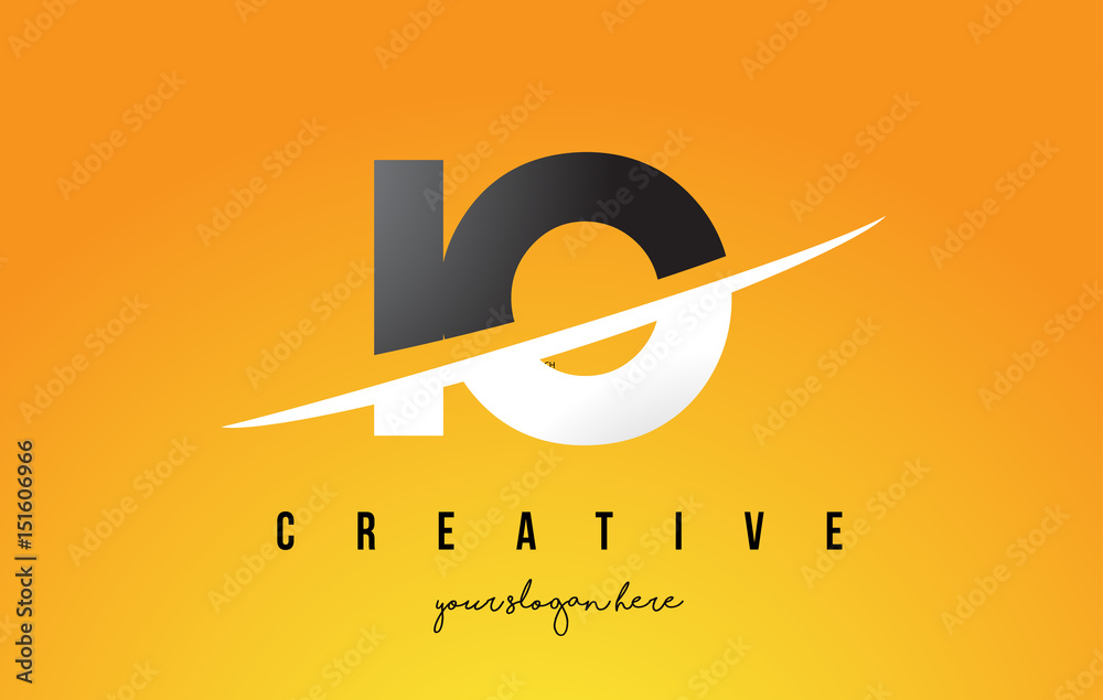 IO I O Letter Modern Logo Design with Yellow Background and Swoosh ...