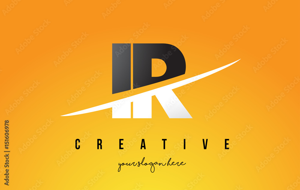 IR I R Letter Modern Logo Design with Yellow Background and Swoosh ...