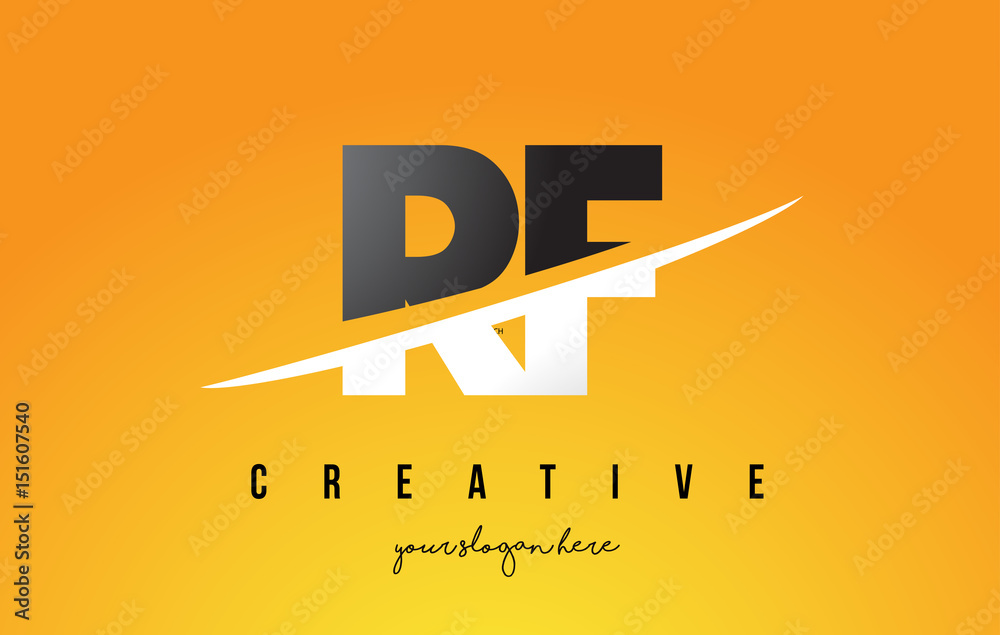 RF R F Letter Modern Logo Design with Yellow Background and Swoosh ...