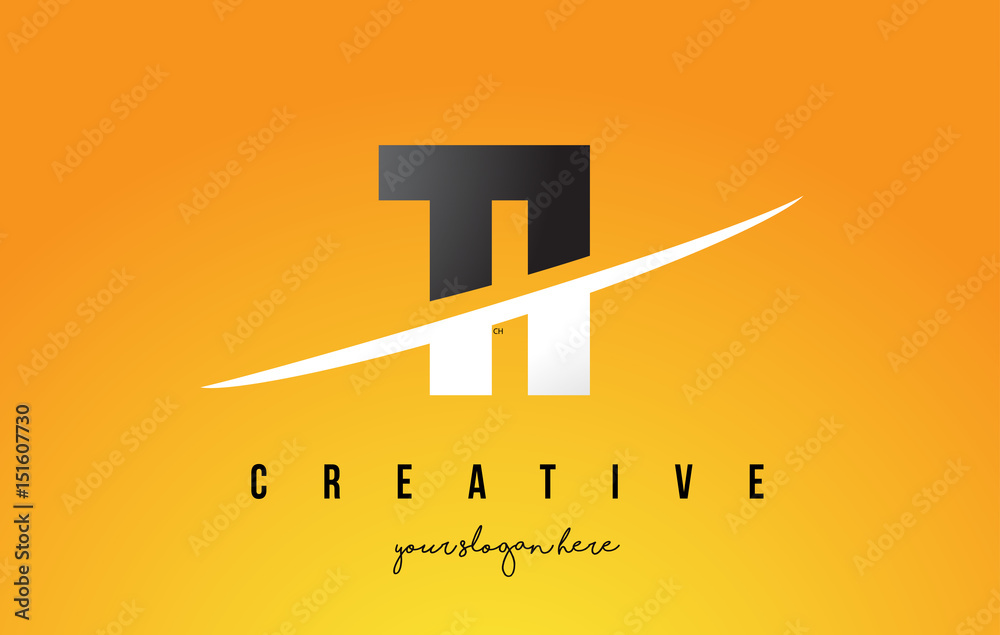 TI T I Letter Modern Logo Design with Yellow Background and Swoosh ...