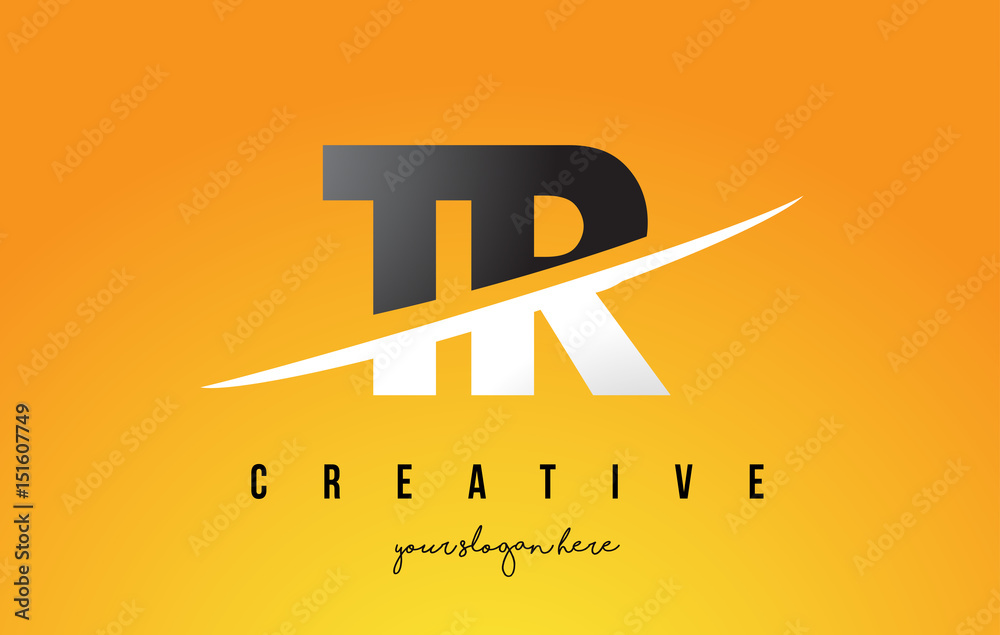 TR T R Letter Modern Logo Design with Yellow Background and Swoosh ...