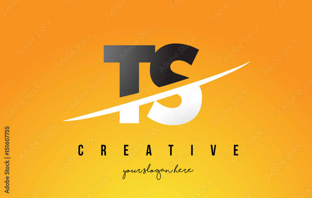 TS T S Letter Modern Logo Design with Yellow Background and Swoosh ...