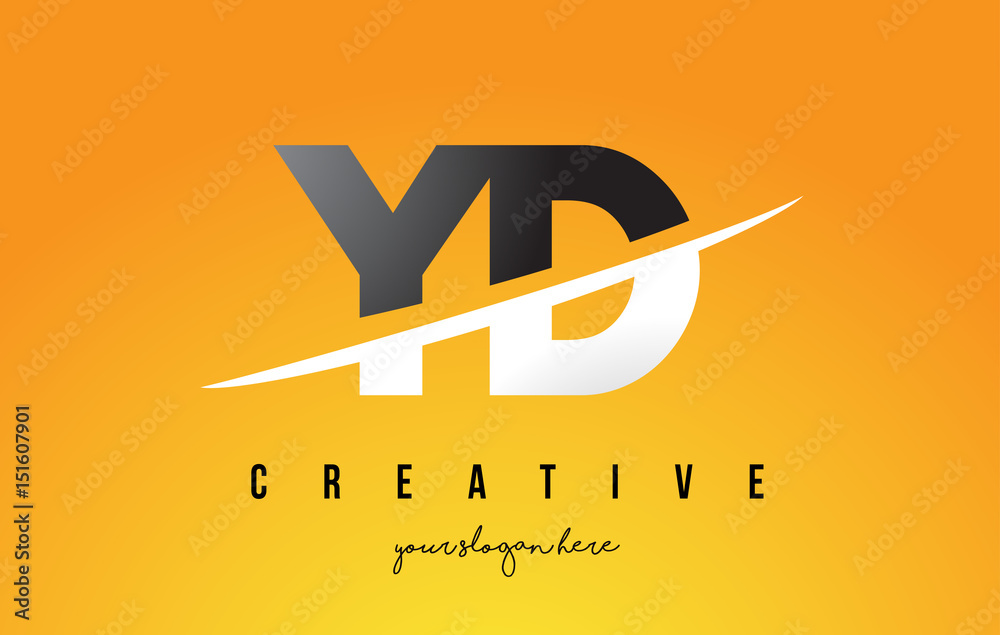 YD Y D Letter Modern Logo Design with Yellow Background and Swoosh ...