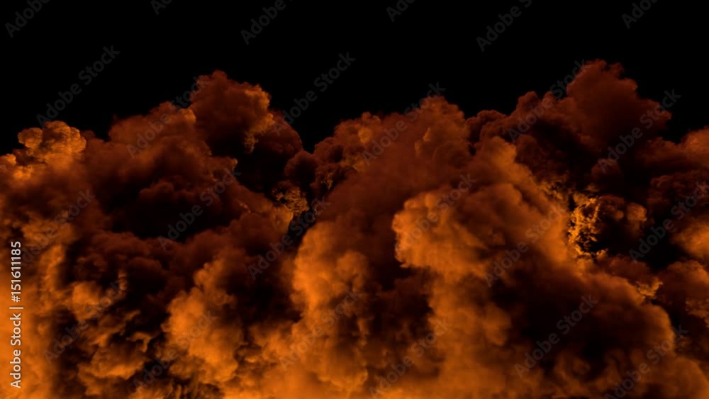 Massive smoke eruption, lighted by fire (with alpha channel), Ready for ...