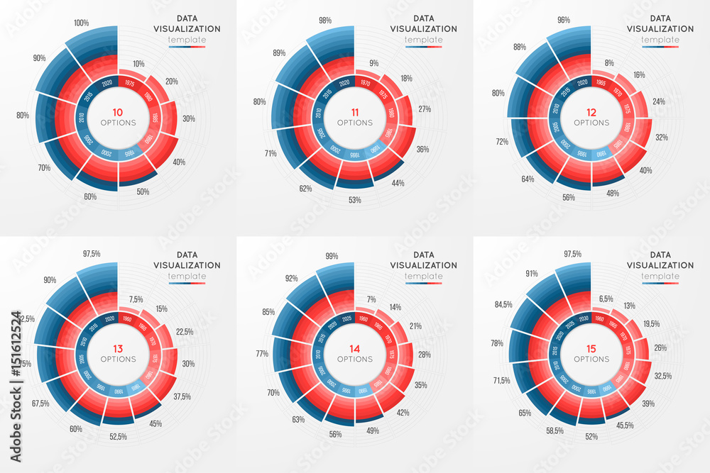 Set of vector circle chart infographic template for data visualization ...