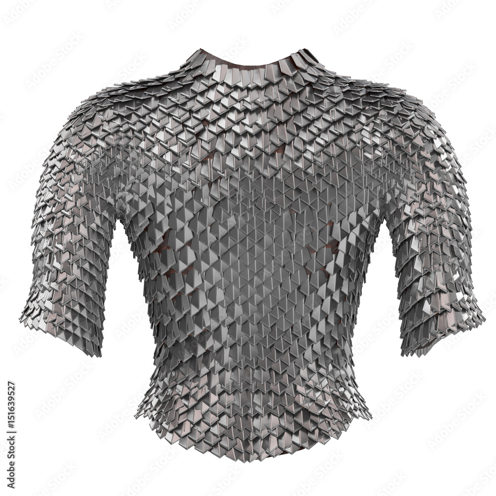 Iron chain armor on isolated white background, 3d illustration Stock ...