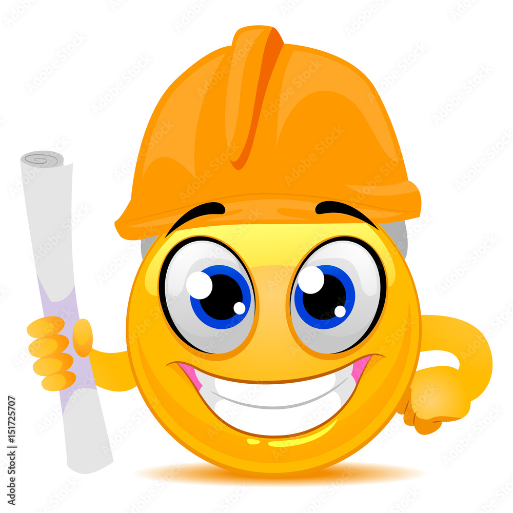 Vector Illustration of Smiley Emoticon wearing Engineer Cap while ...