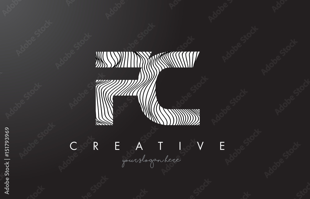 FC F C Letter Logo with Zebra Lines Texture Design Vector. Stock Vector ...