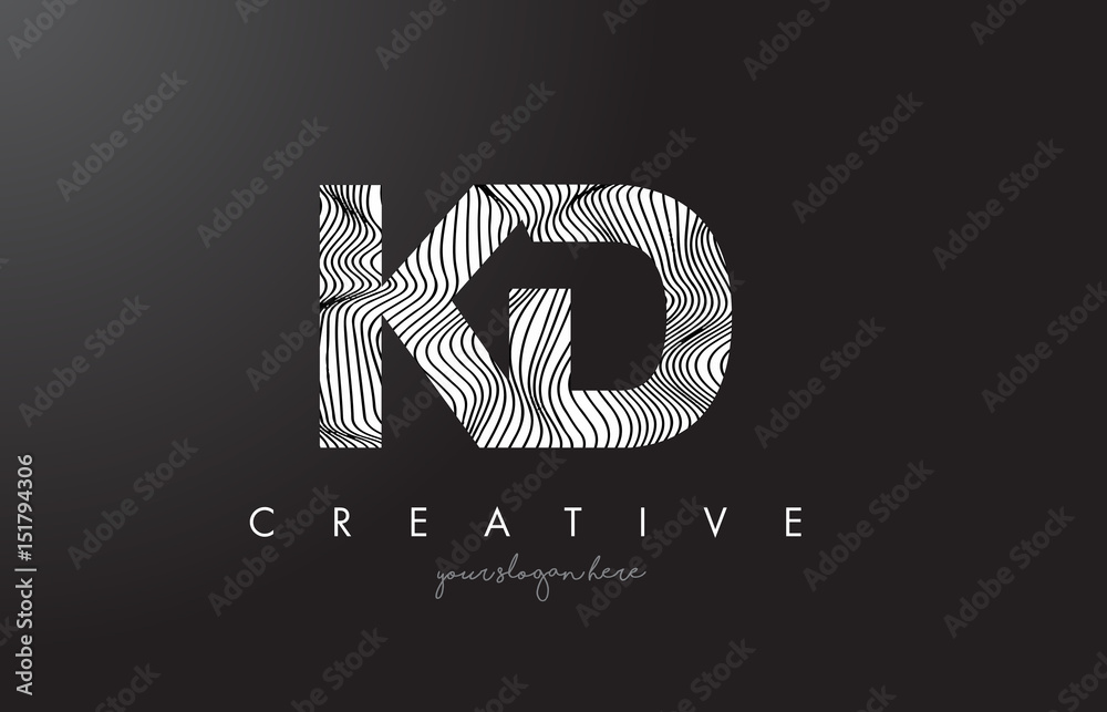 KD K D Letter Logo with Zebra Lines Texture Design Vector. Stock Vector ...
