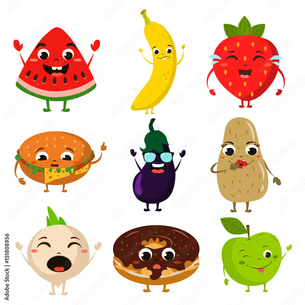 animated food flat icon set Stock Vector | Adobe Stock